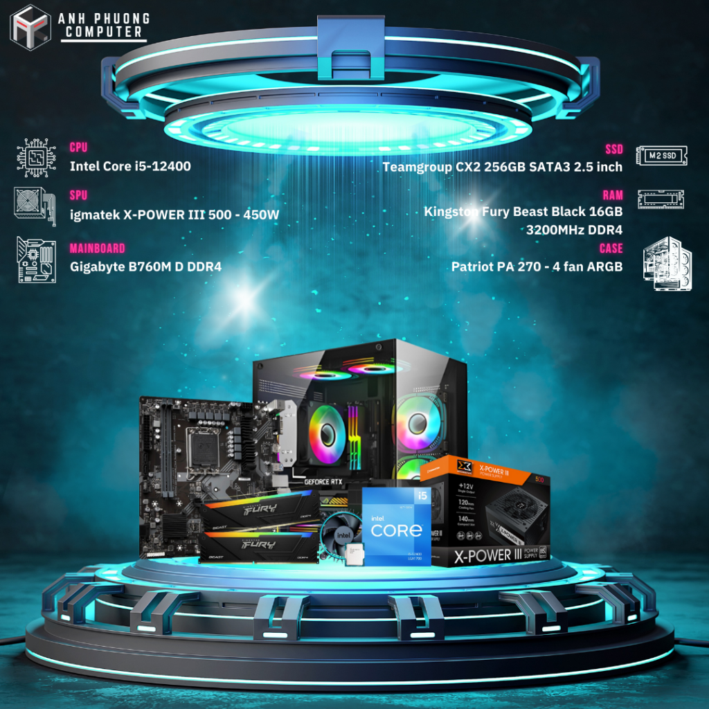 PC GAMING I512400 (Intel core i5-12400/ 2x8gb DDR4/ 256GB SSD) - Anh ...